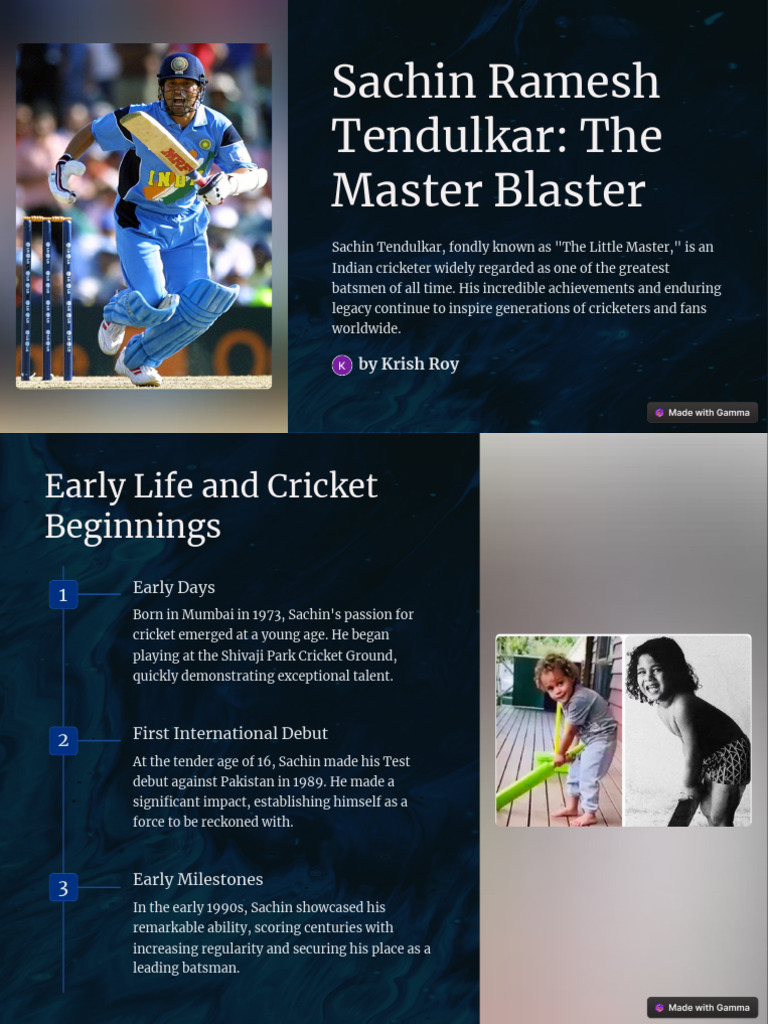 Sachin Ramesh Tendulkar The Master Blaster | PDF | Sports | Summer Sports
