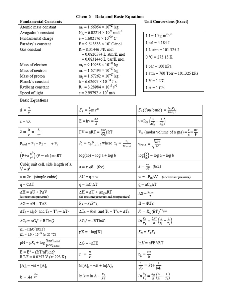 Chem 6 Data Sheet | PDF