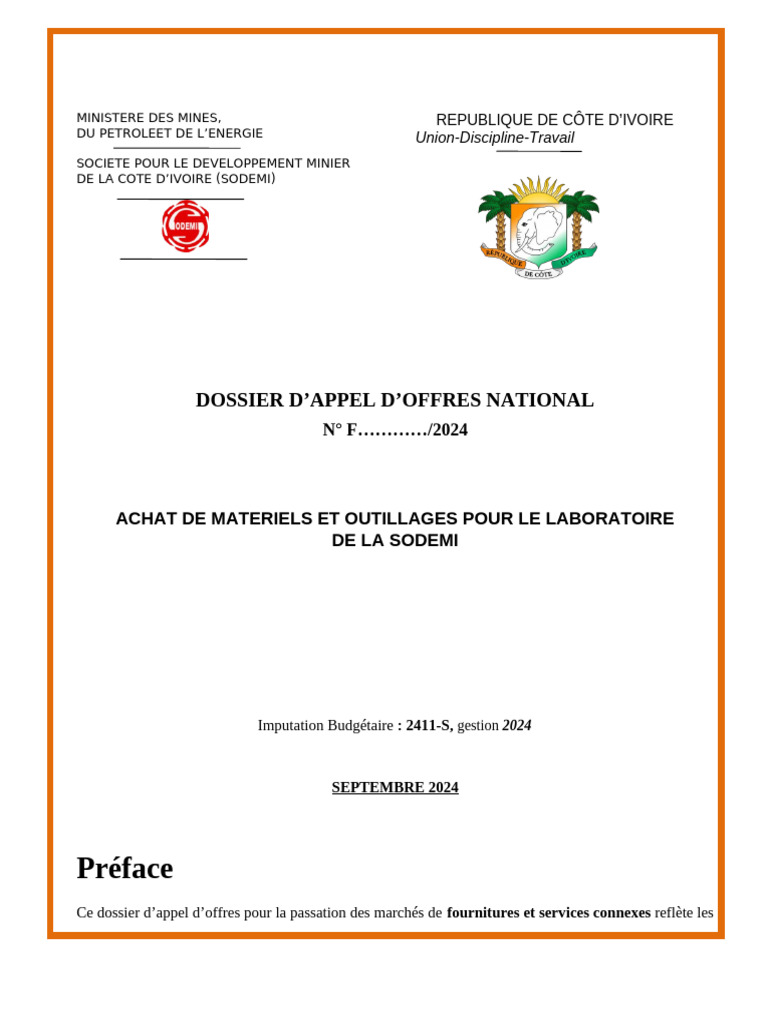 Dao - Sodemi - Achat de Materiels Et Outillages Pour Le Laboratoire | PDF