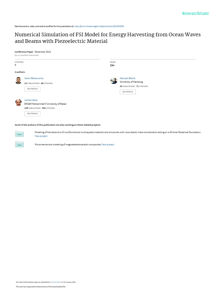 Numerical Simulation of FSI Model For Energy Harvesting From Ocean ...