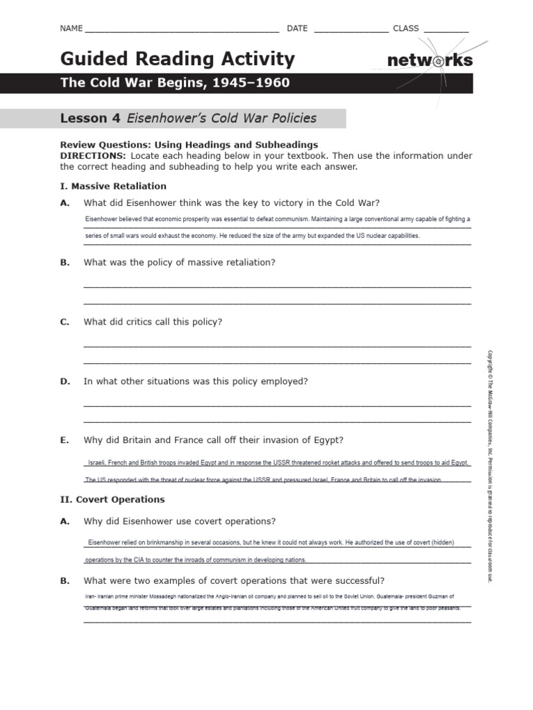 11th 13-4 Guided Reading | PDF | Dwight D. Eisenhower | Cold War