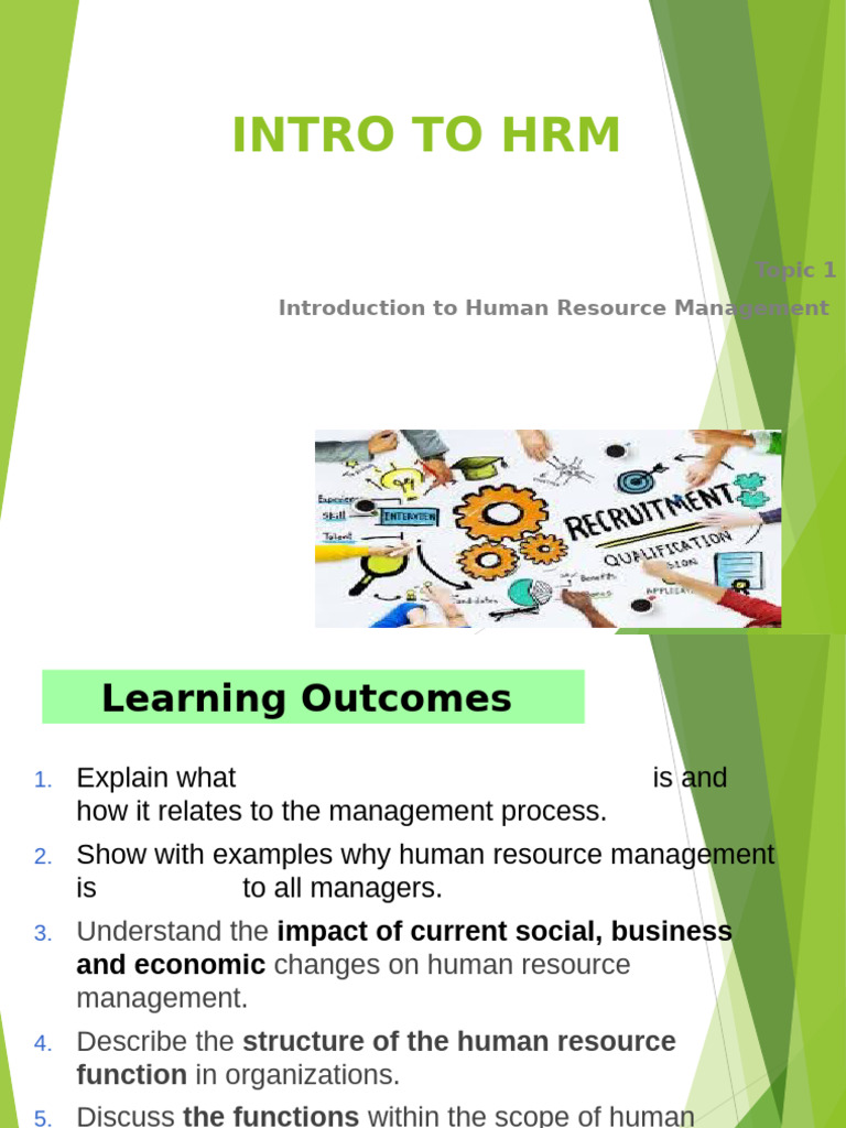 C1 - Topic 1 Introduction To HRM (Edited) | PDF