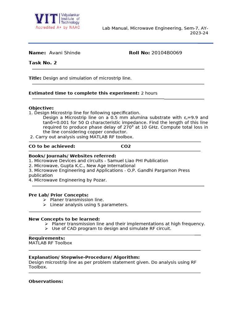 Avani Shinde - 20104B0069 - ME Expt 2 | PDF