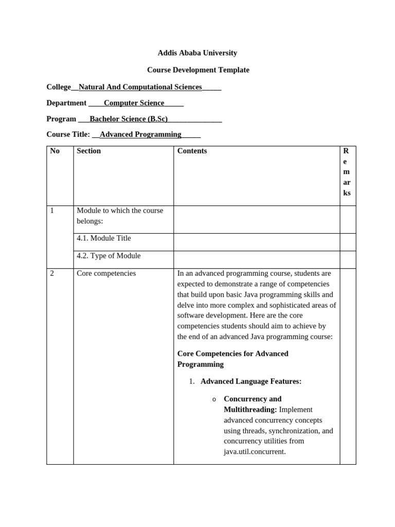 Advanced Programming Course | PDF