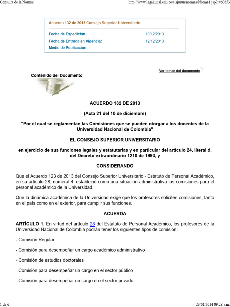 Acuerdo 132 Comisiones | PDF