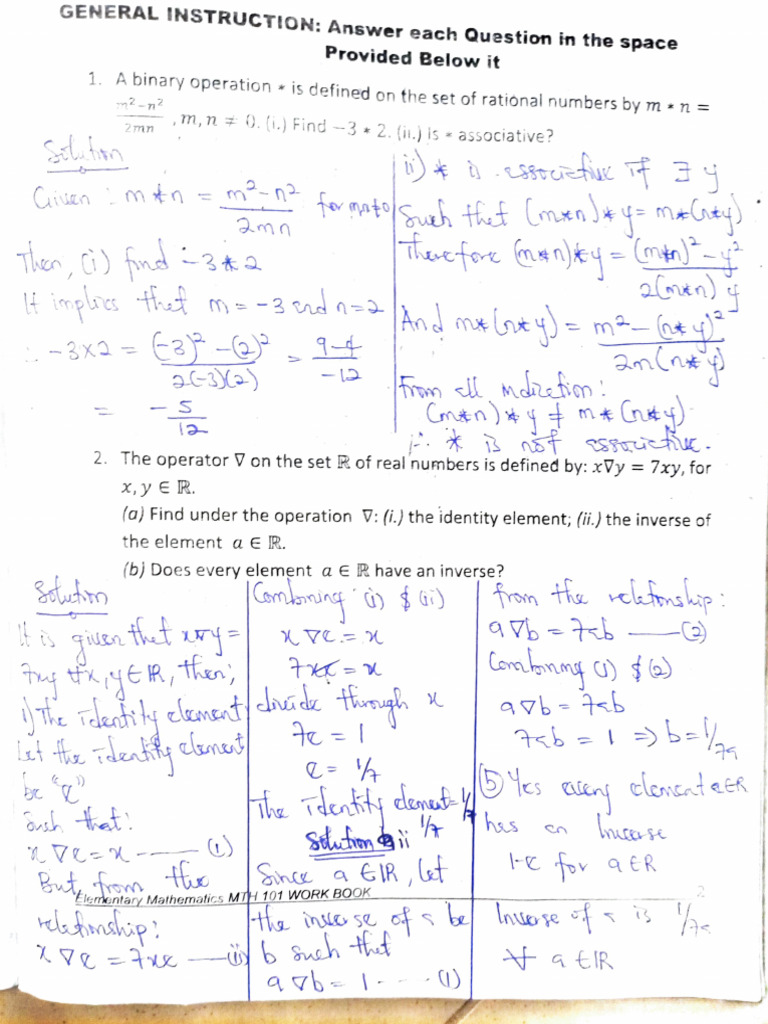 MTH 101 Manual Solution | PDF