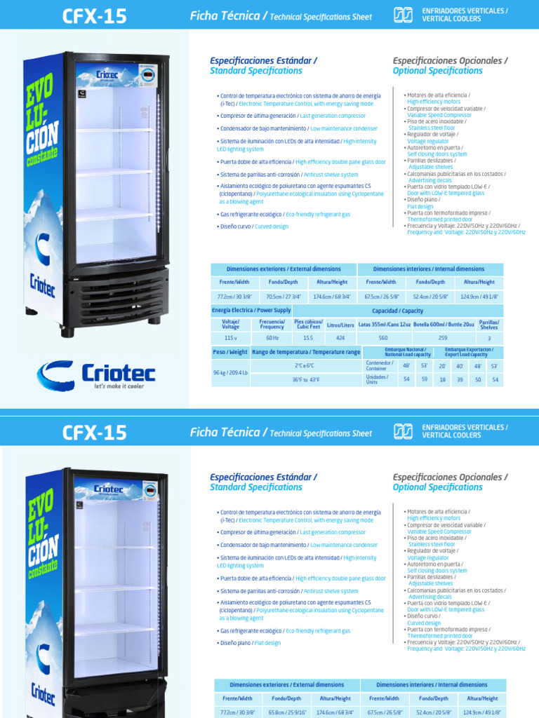 Criotec CFX-15 User Manual | PDF