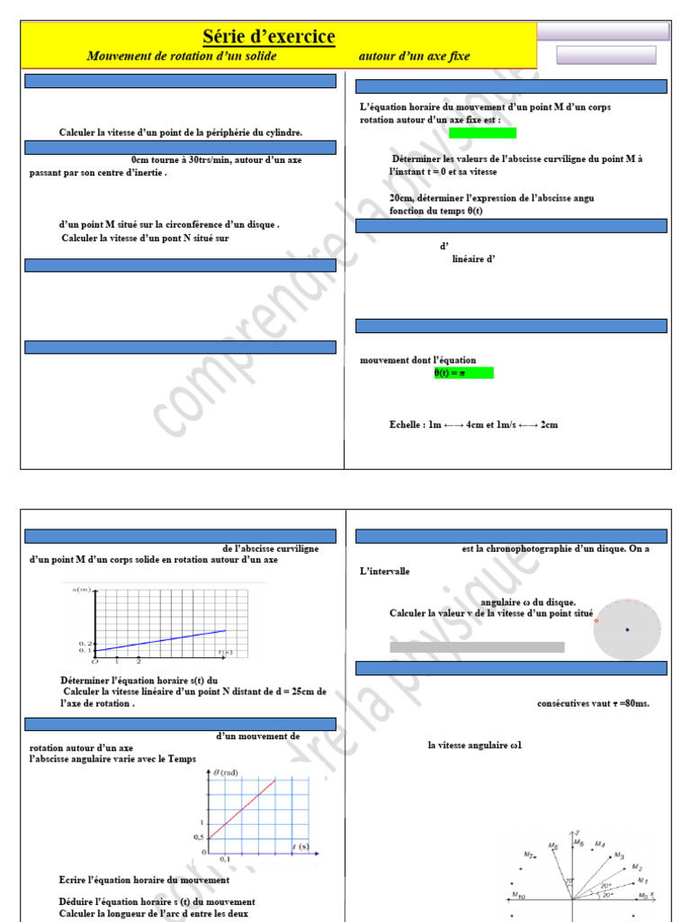 Série D'exercice 1 Le Mouvement de Rotation | PDF