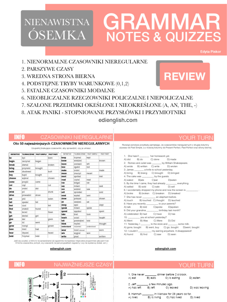 Grammar Notes & Quizzes + Key | PDF