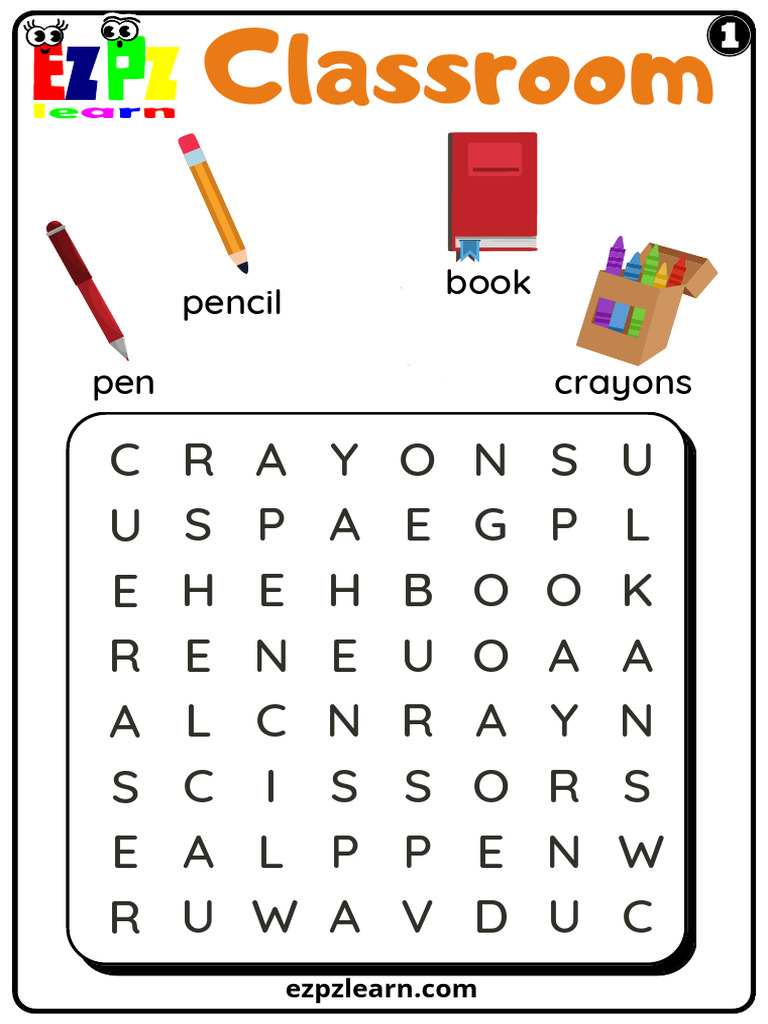 1 Easy Classroom Word Search | PDF