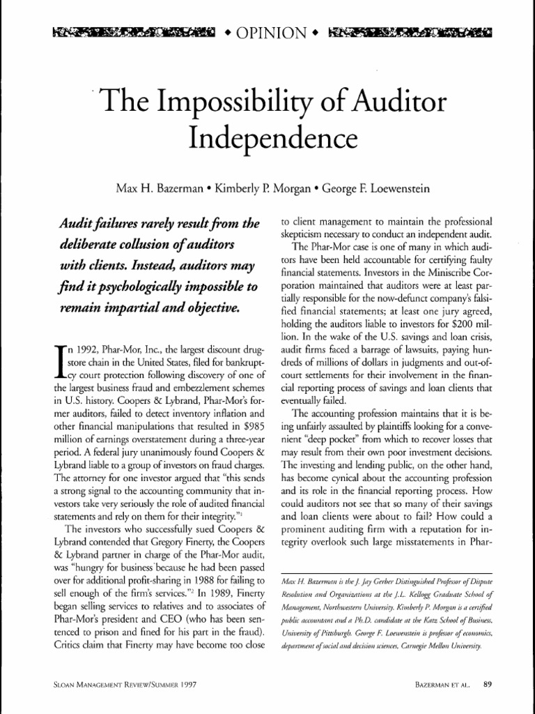 Reading On Auditor Independence | PDF