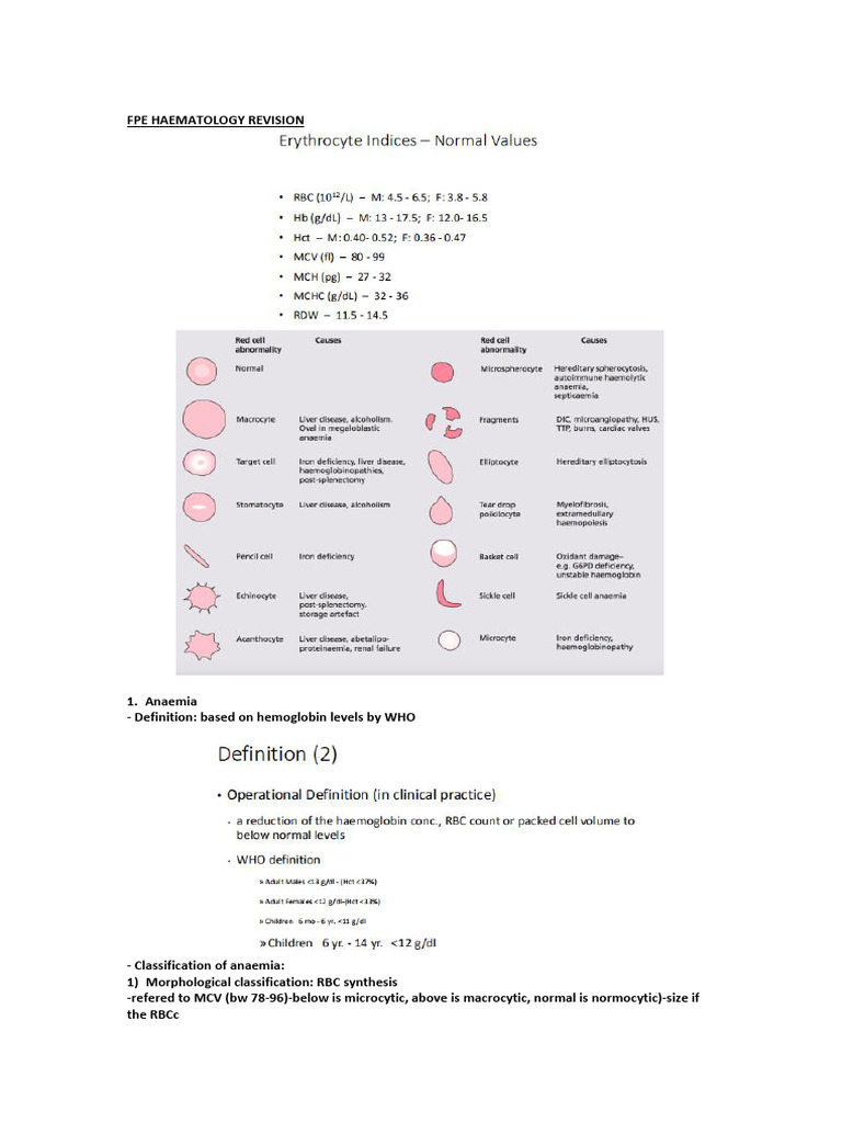 Fpe Haematology Revision | PDF