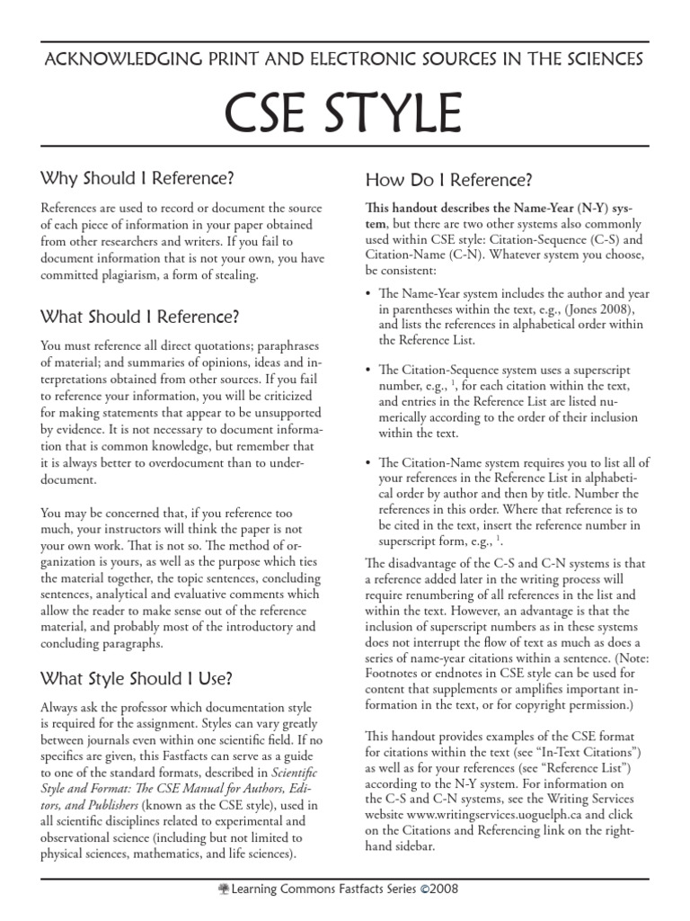 CSE Style | PDF