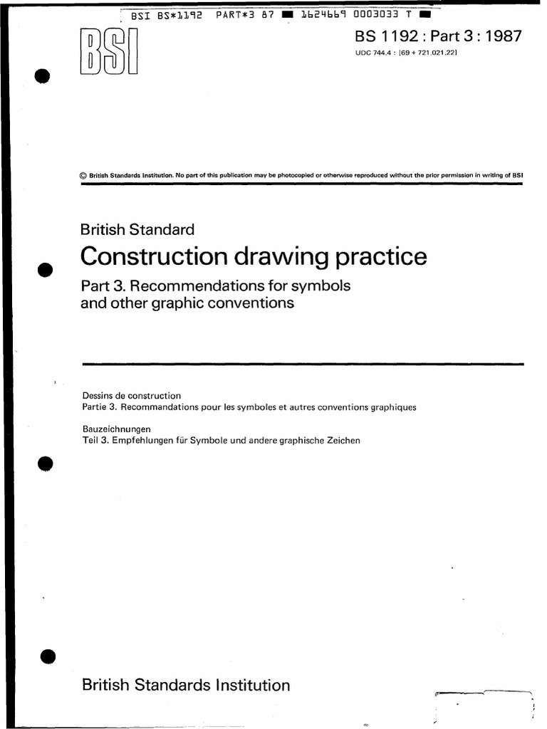 BS 1192-3-1987 Construction Drawing - Symbols | PDF
