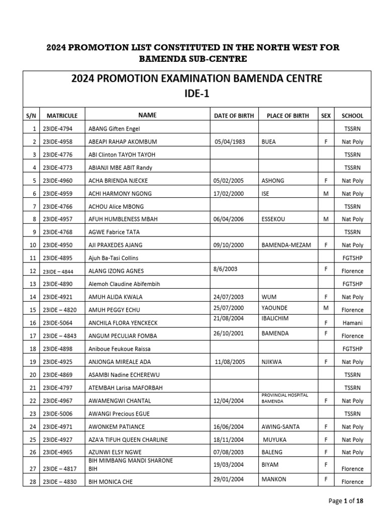 2024 Bamenda Promotion List | PDF