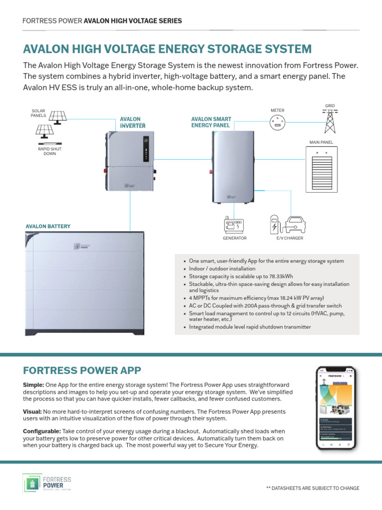 Fortress Power - Avalon High Voltage ESS | PDF
