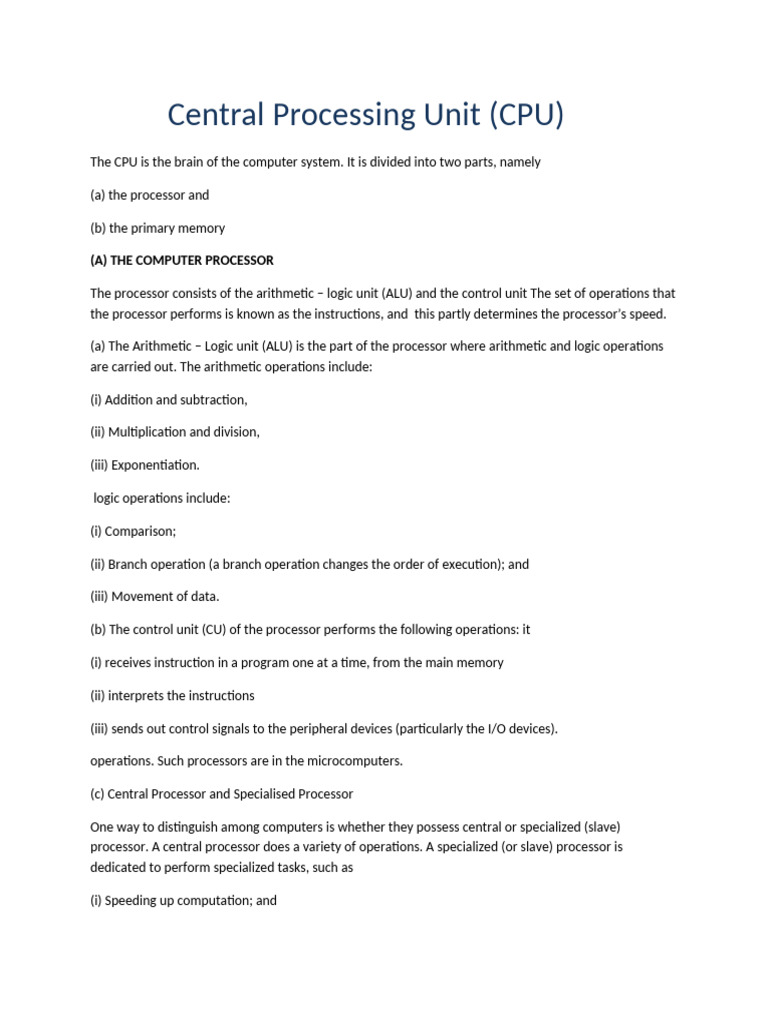 Central Processing Units | PDF