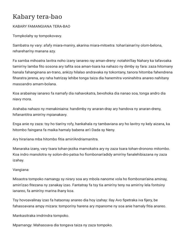 Kabary Tera-Bao - Wikipedia | PDF