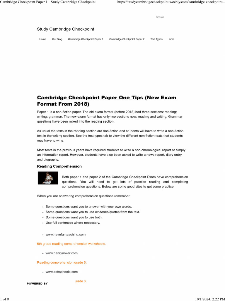 Cambridge Tips Paper 1 New Format | PDF