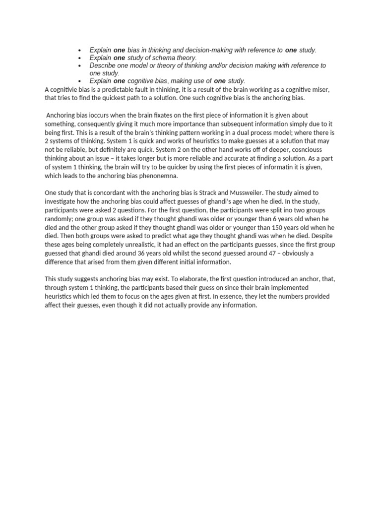 SAQ Practice Cognitive | PDF