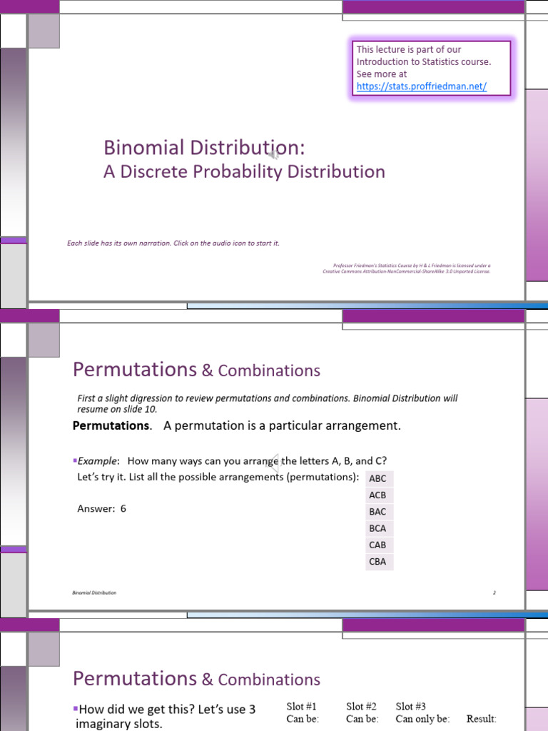 BinomialDistribution Lecture | PDF | Statistical Theory | Mathematics