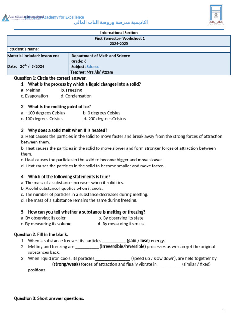Grade 6 Worksheet Lesson 1 | PDF