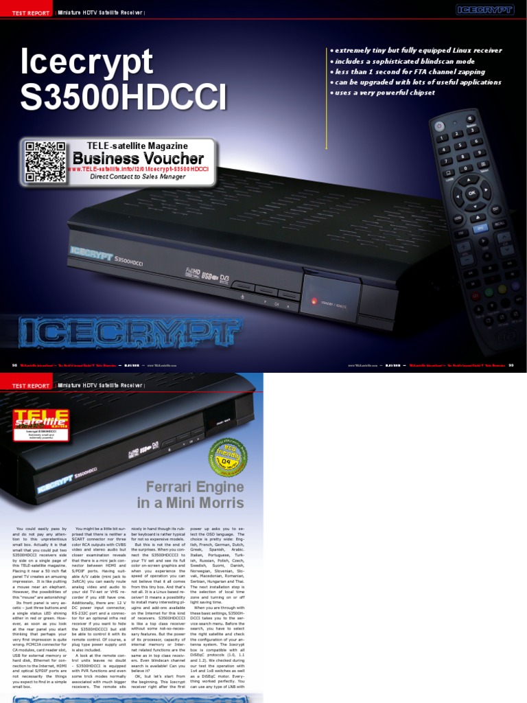 Icecrypt S3500HDCCI Receiver Review | PDF | Digital Video Recorder ...