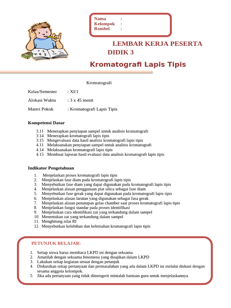 LKPD Kromatografi Lapis Tipis | PDF