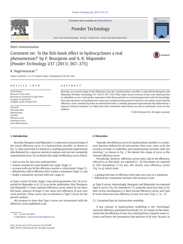 Comment On - Is The Fish Hook Effect in Hydrocyclones A Real PH - 2014 ...