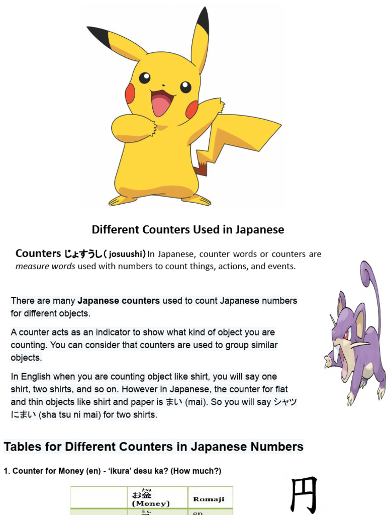Unit - 6 Counters Used in Japanese | PDF