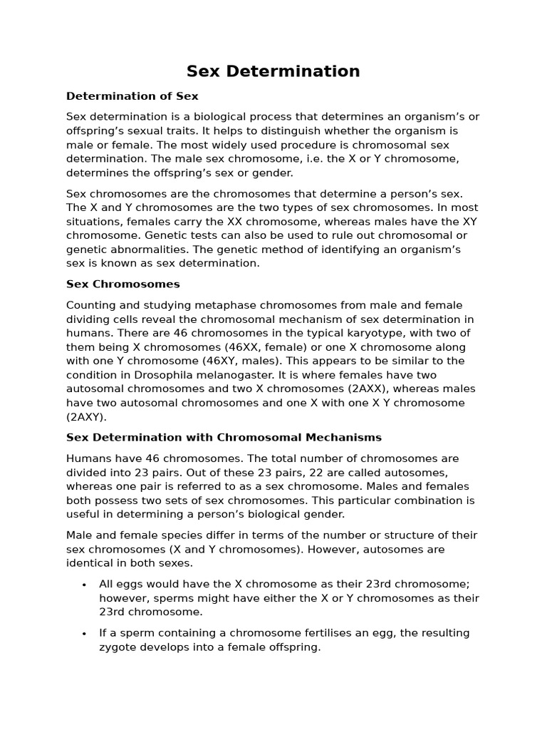 Sex Determination Pdf