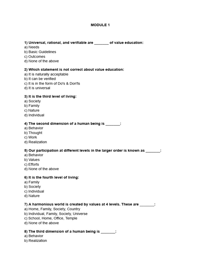 Uhv Mod 1 W - o Ans | PDF