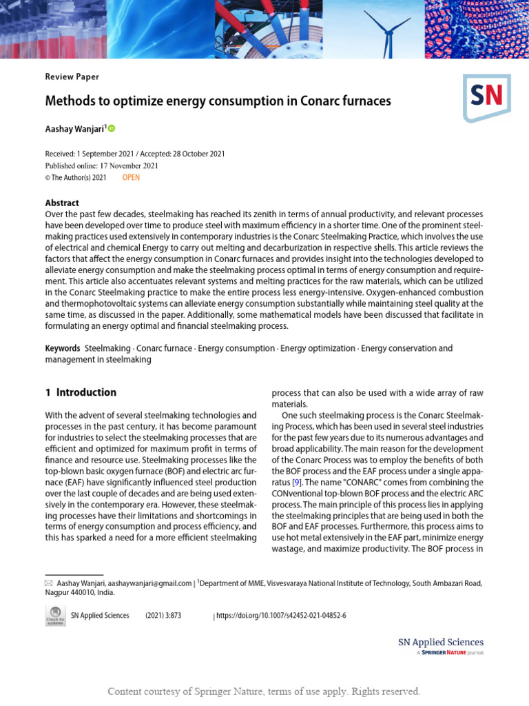 Methods To Optimize Energy Consumption in Conarc F | PDF