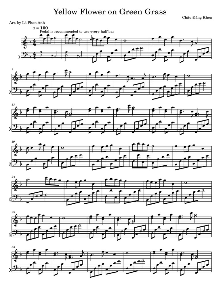 Ti Thy Hoa VNG TRN C Xanhyellow Flower On Green Grass Chu NG Khoa | PDF