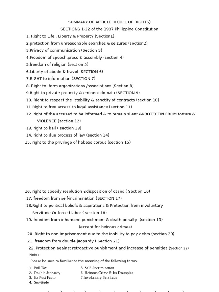 Summary of Article Iii | PDF