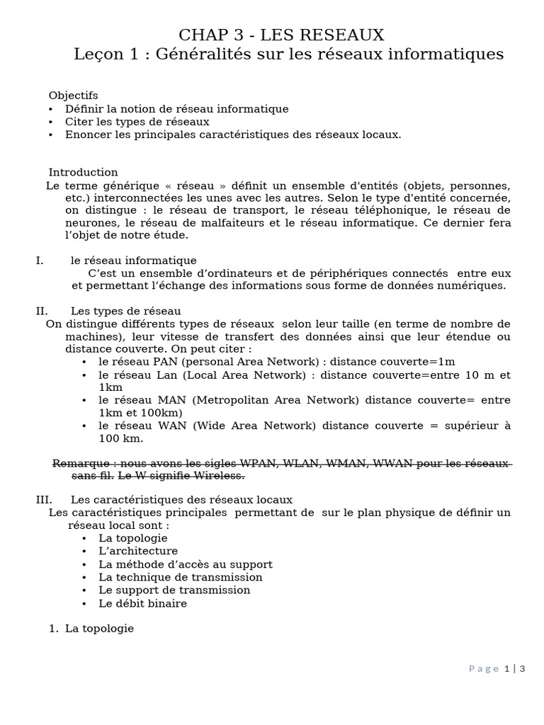 Chap 3 - Les Reseaux | PDF
