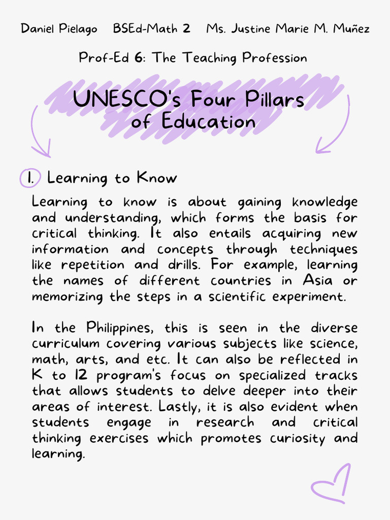 Unesco's Four Pillars of Education | PDF