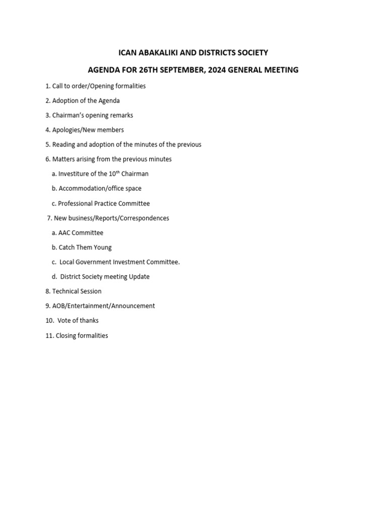 Agenda September 2024 | PDF