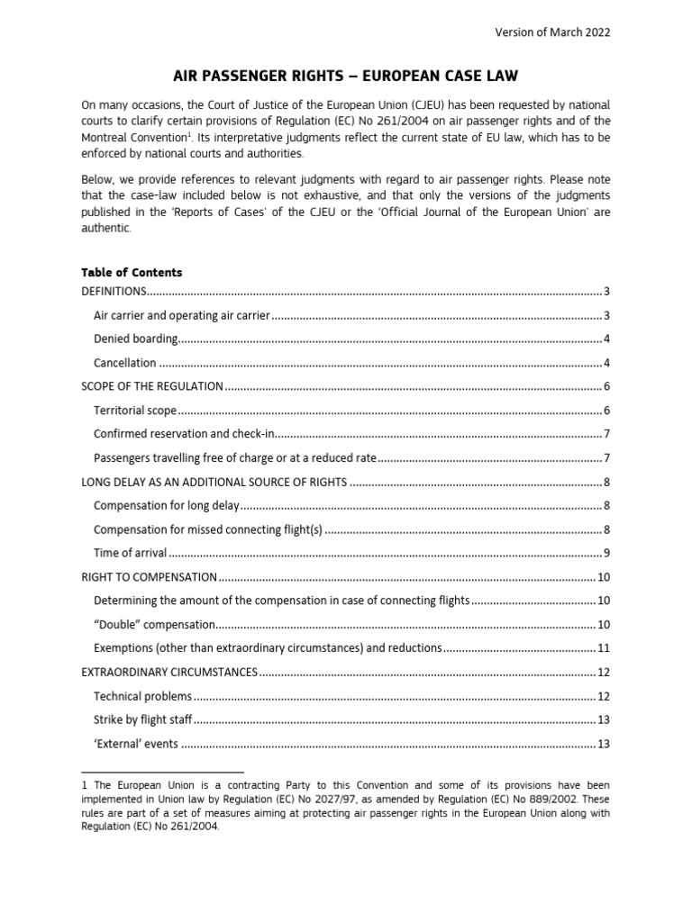 2022-Air Passenger Rights-Summary-Of-The-Most-Relevant-Cjeu-Judgements ...