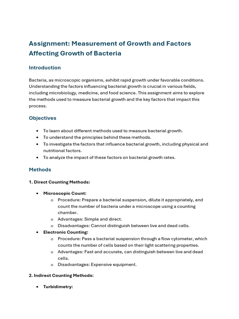 Measuring Bacterial Growth Methods | PDF | Bacteria | Experiment