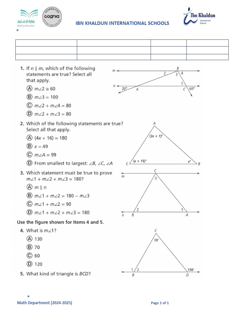 G9 Nafs Worksheet (Geometry) | PDF