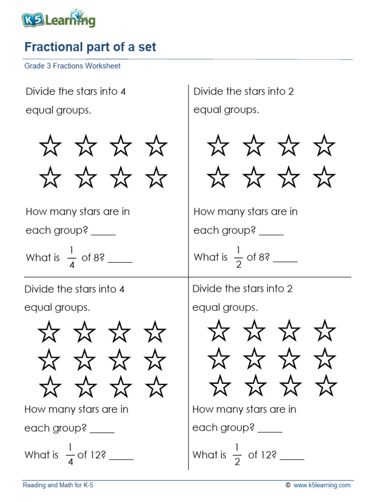 Grade 3 Fraction Part Set A - 240917 - 134206 | PDF
