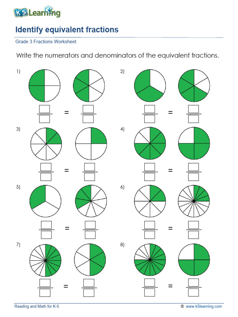 Grade 3 Identify Equivalent Fractions B - 240917 - 134418 | PDF