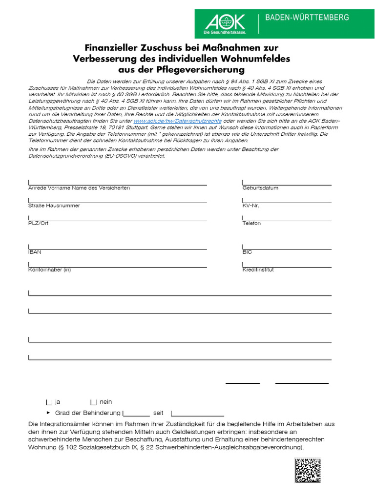 Antrag Pflegewohnumfeld | PDF