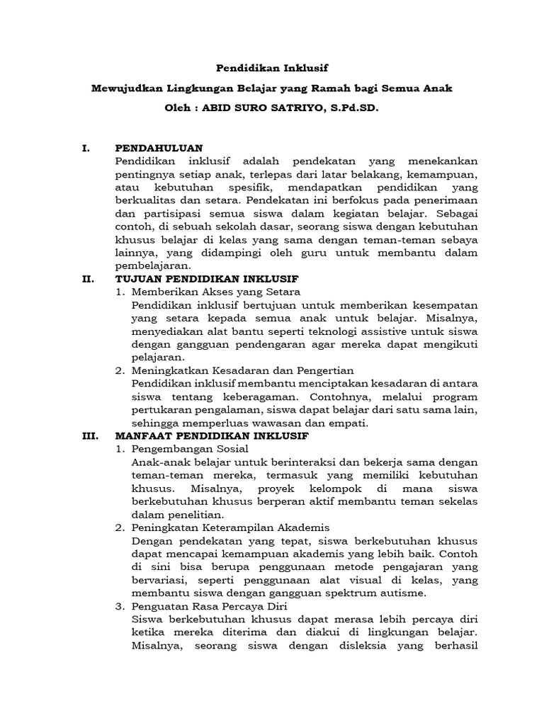 Pendidikan Inklusif | PDF