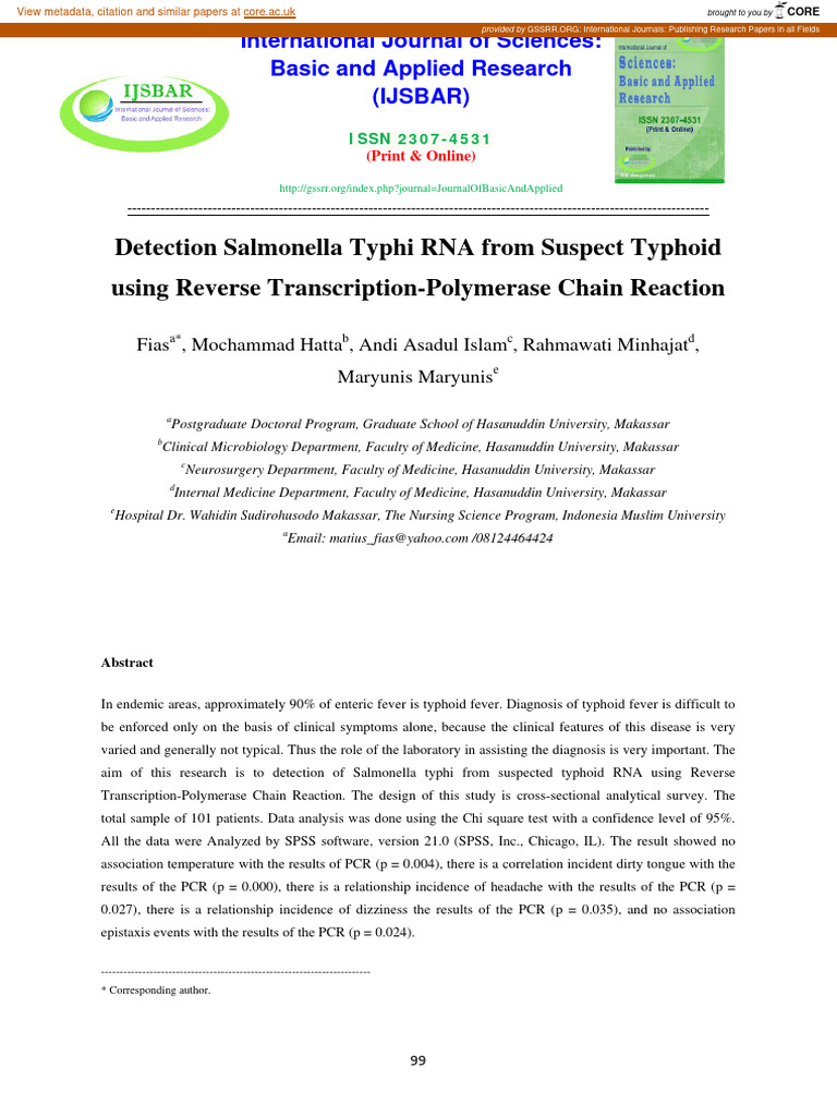 Detection Salmonella Typhi Rna From Susp Pdf