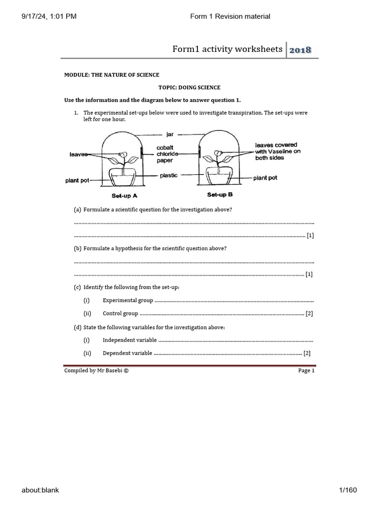 Form 1 Revision Material | PDF