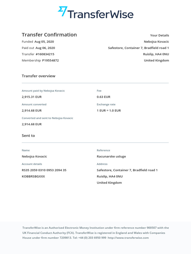 Transferwise 1 | PDF