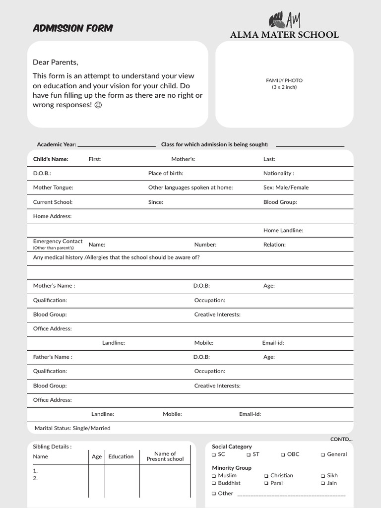 Admission Form 2024-25 | PDF