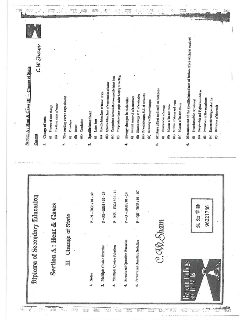 Chp1 - Heat - Gas (CWS) Change of State | PDF